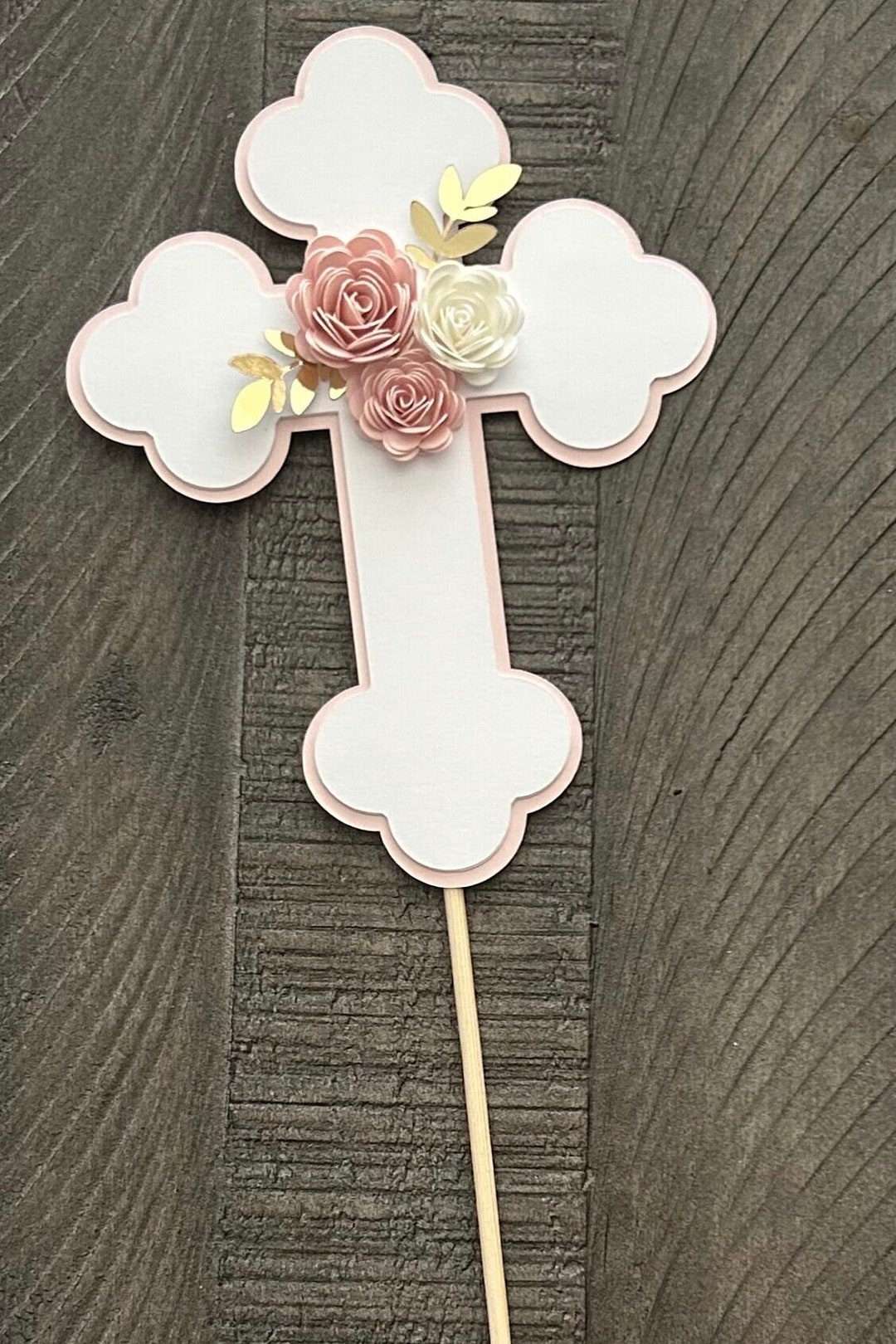 Set of 3 - White Cross Centerpiece Picks, Pick, Religious, Christening ...