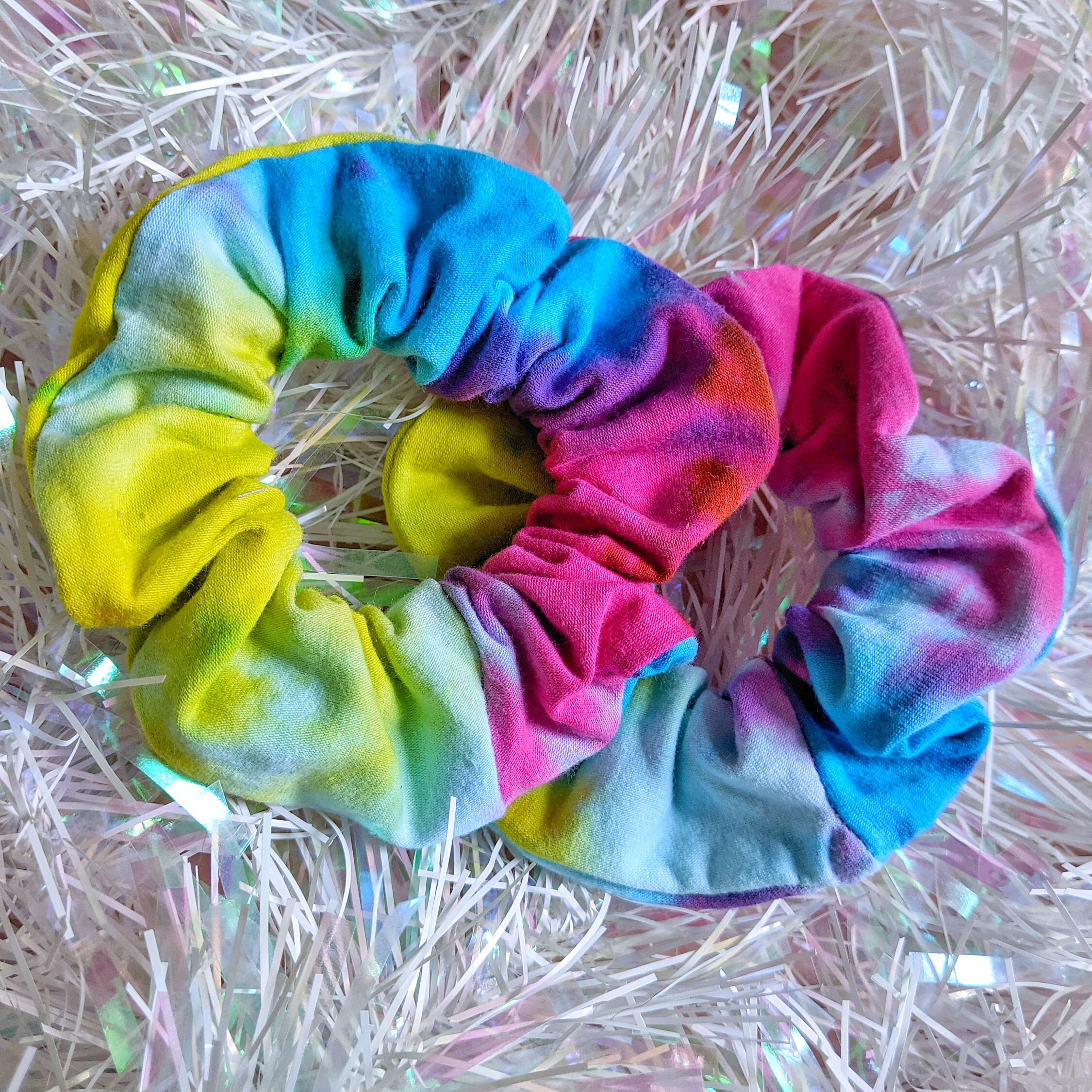 Tie Dyed Scrunchies Set of Two Bright Tie Dyed Stretch Fabric 90s ...