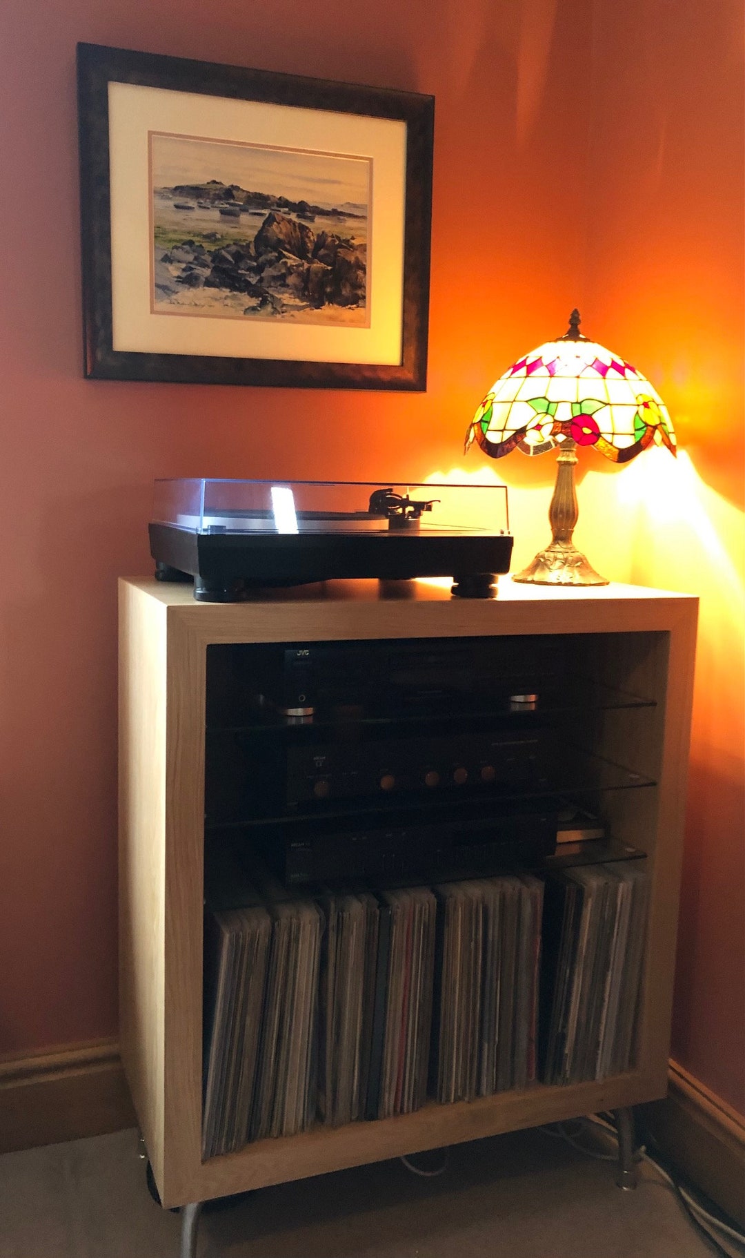 Oak Hifi Unit and Record Storage Crown Cut Oak by Genus - Etsy