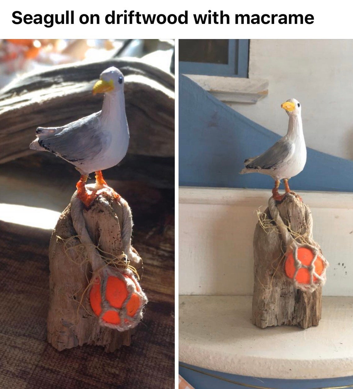1/12th Scale Miniature Seagull on Driftwood With Macrame Bouy - Etsy