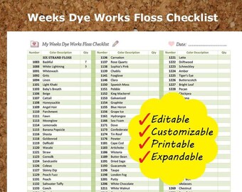 Weeks Dye Works Floss Conversion Chart - Etsy