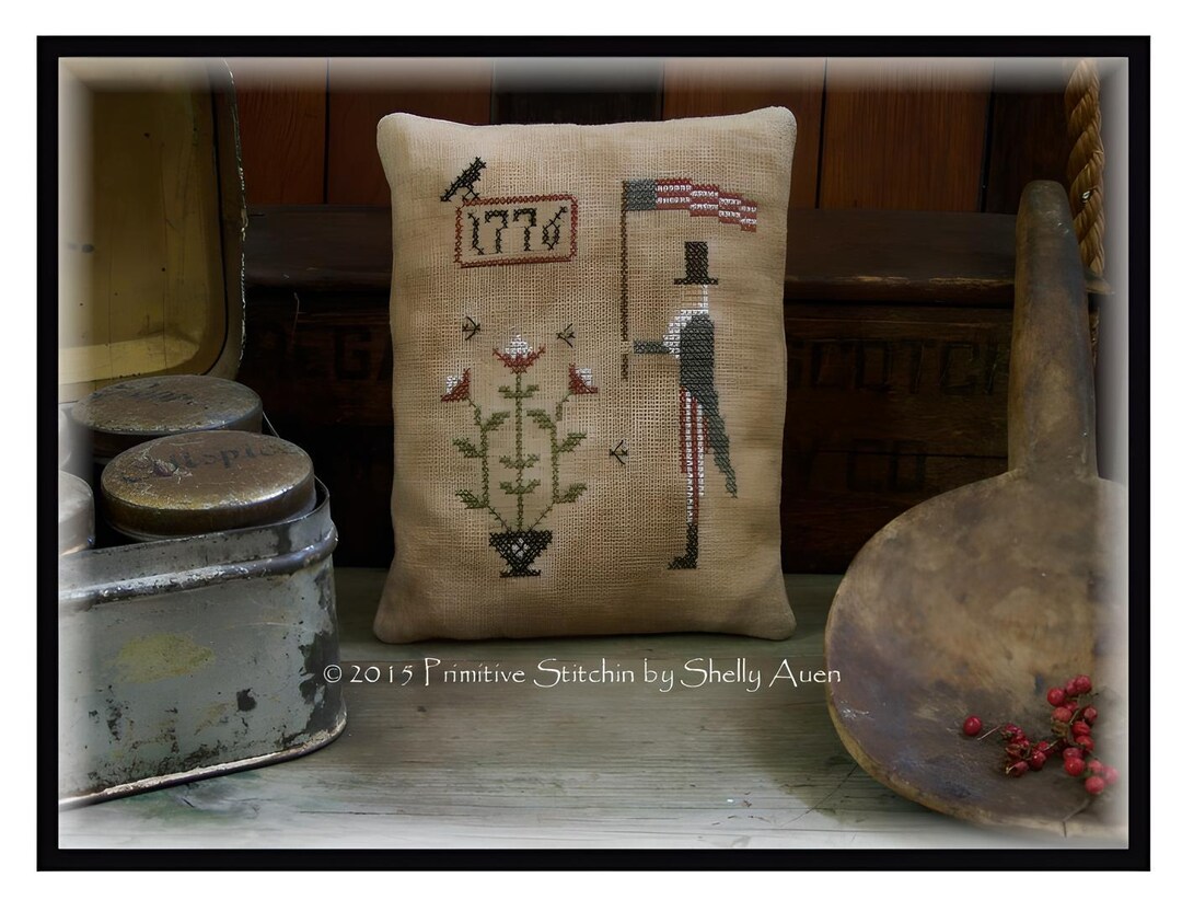 CROSS Stitch PDF Uncle Sam 1776 Pillow by Primitive Stitchin - Etsy