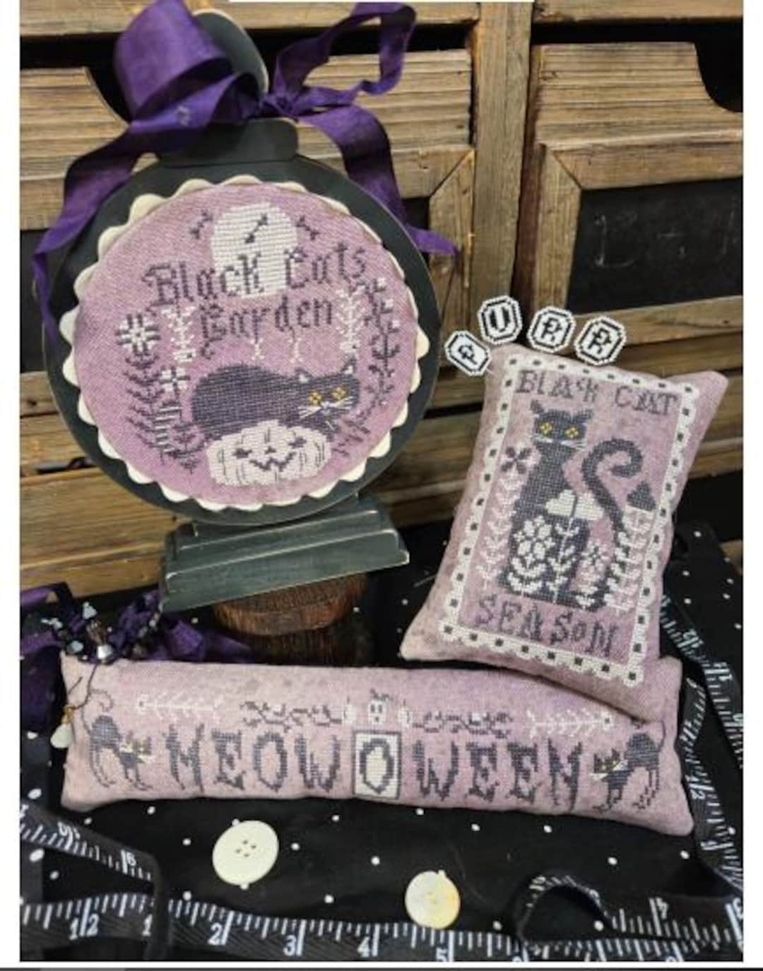 CROSS STITCH PDF Meow O Ween by Quaint Rose Needle Arts - Etsy