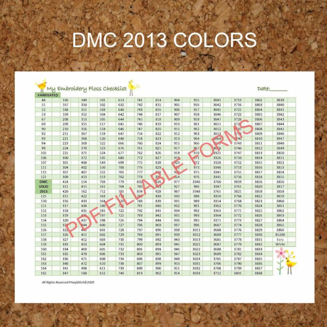 PDF INSTANT Download DMC Floss Checklist Floss Inventory - Etsy
