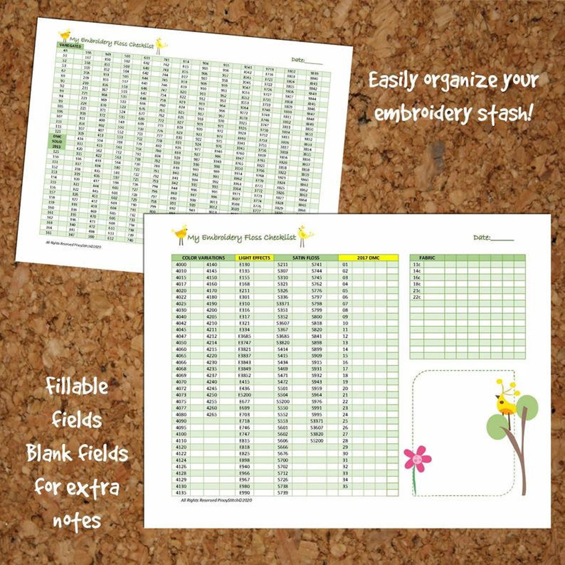 PDF INSTANT Download DMC Floss Checklist Floss Inventory - Etsy