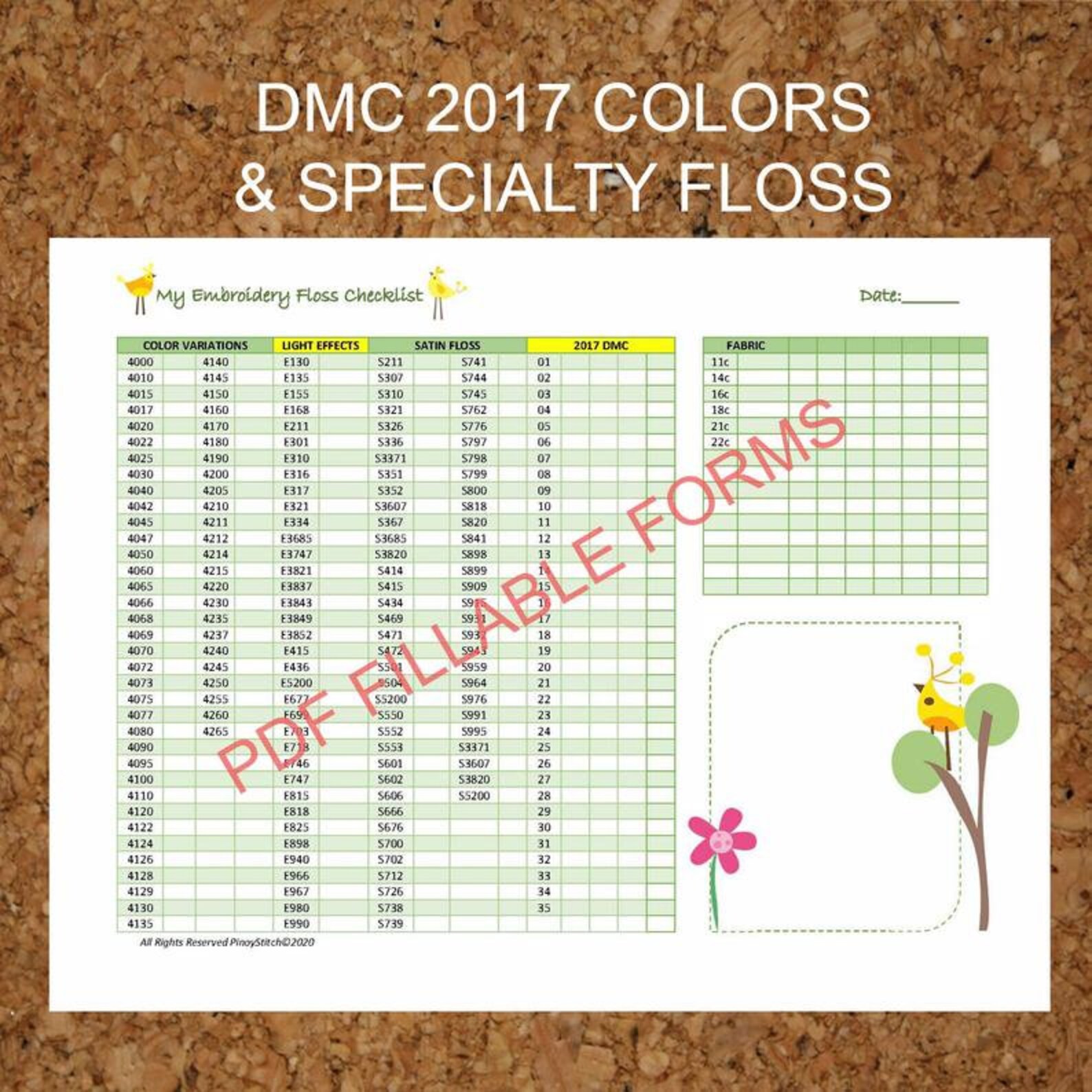 PDF INSTANT Download DMC Floss Checklist Floss Inventory - Etsy