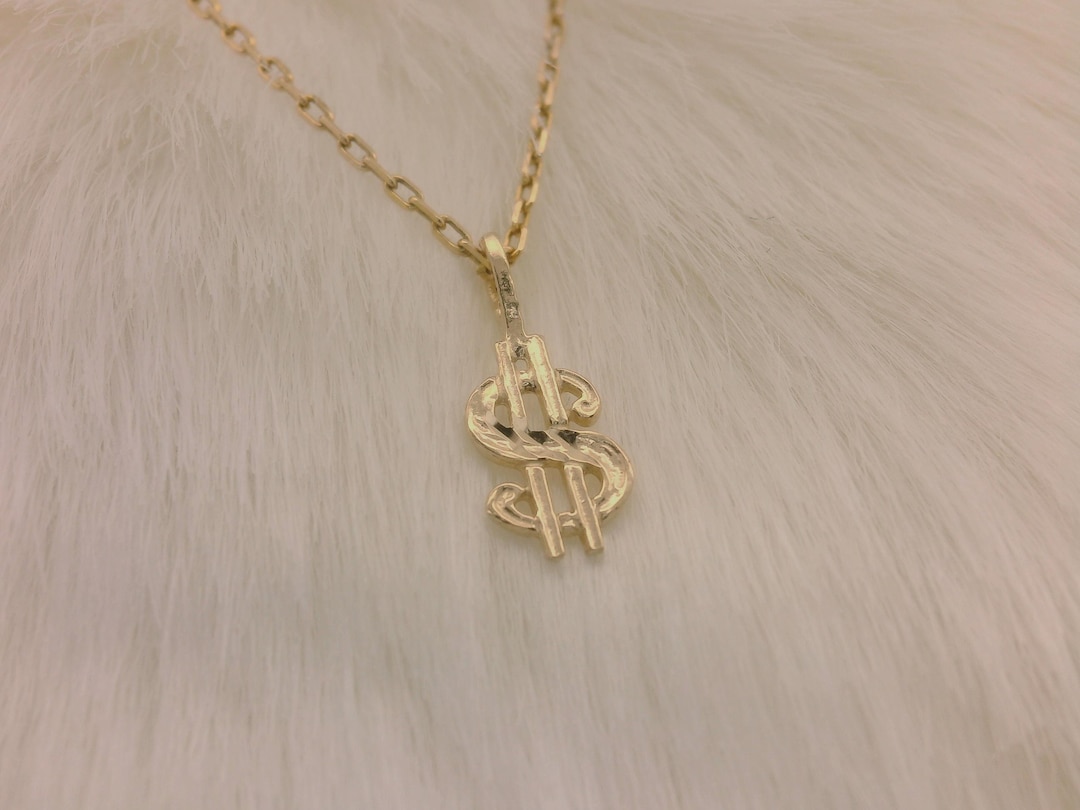 14k Dollar Sign Charm: Dainty Solid Gold Elegant Money Cash Mula ...