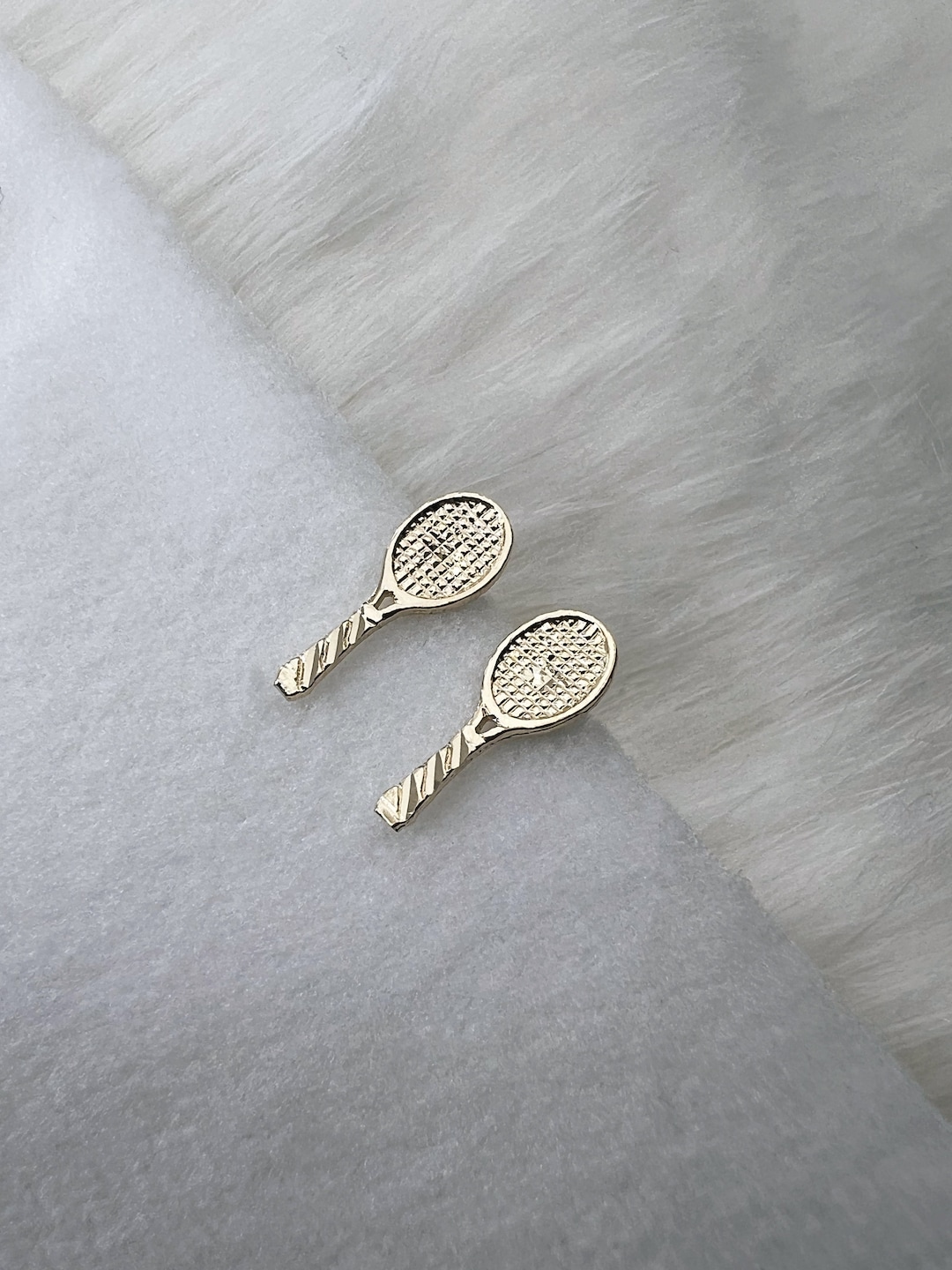 14k Tennis Earrings, Tennis Racket Studs - Etsy