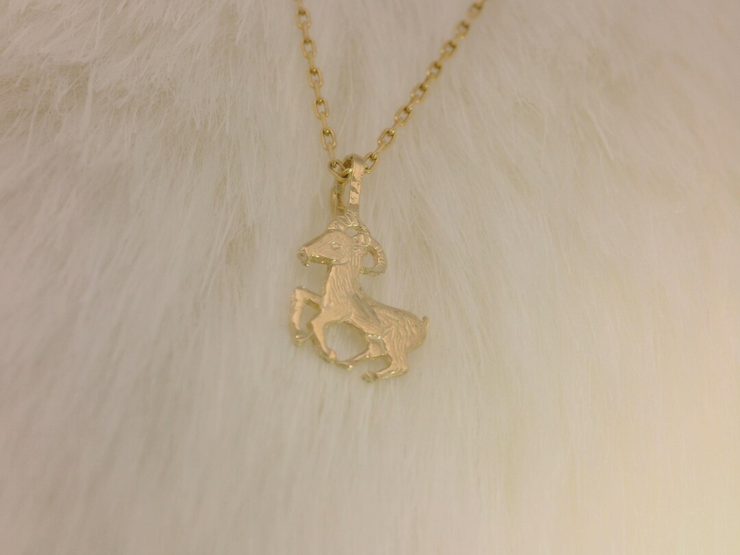 14k Aries Charm: TINY Dainty 14k Solid Gold Aries Ram Zodiac Astrology ...