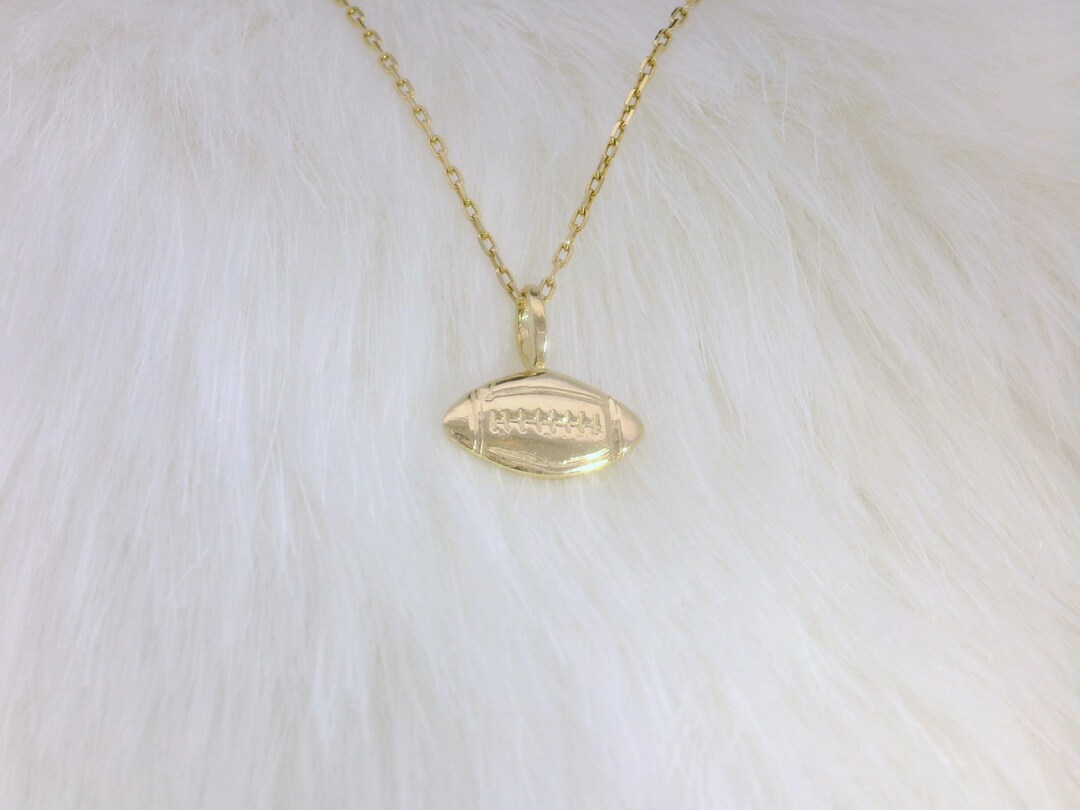 14k Football Charm, Solid Gold Small Dainty NFL Pendant - Etsy