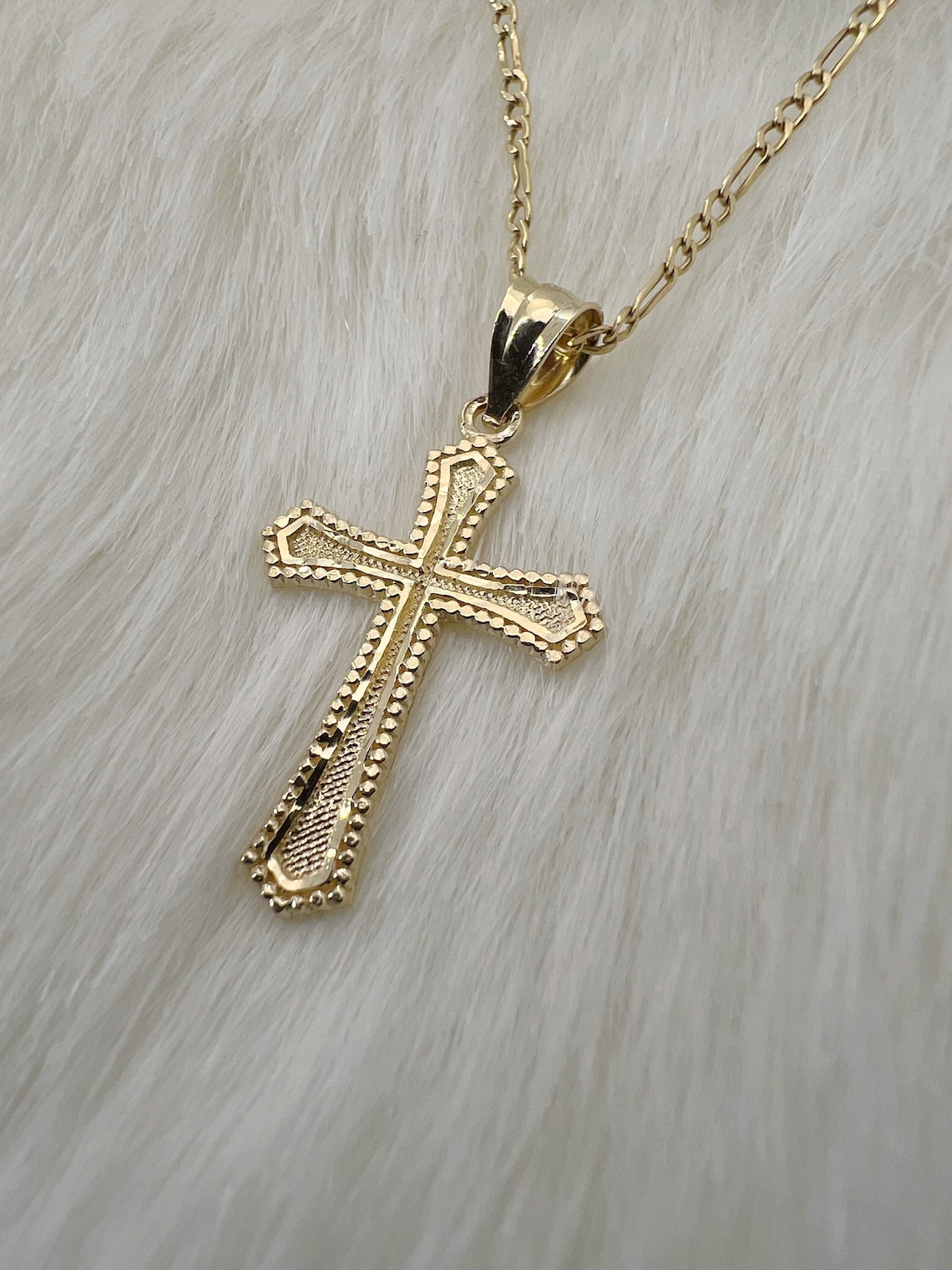 14k Solid Gold Cross Pendant, Crucifix Pendant, Religious Necklace ...
