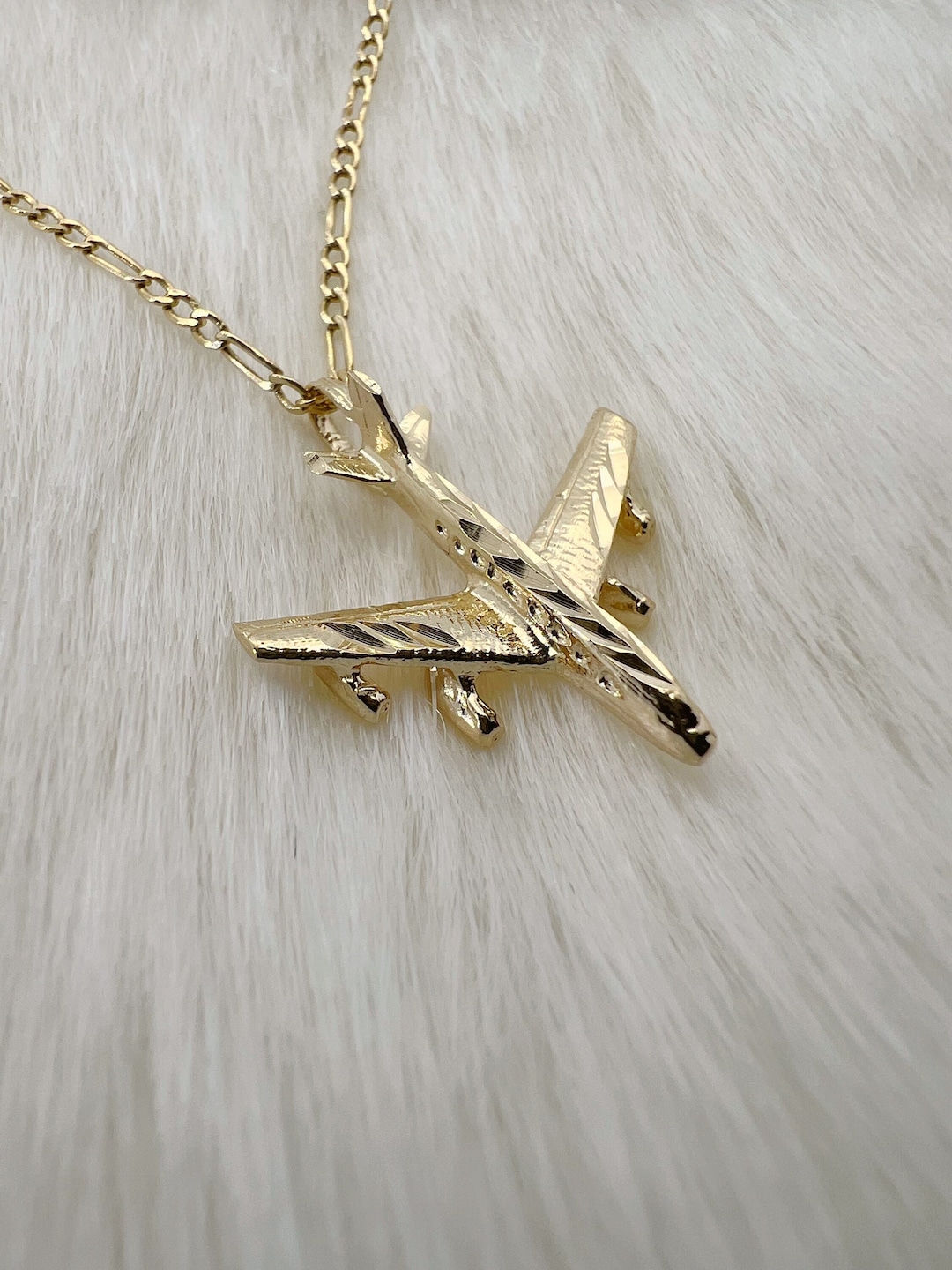 14k Airplane Pendant, Dainty Gold Plane Charm Gift for Pilots Flight ...