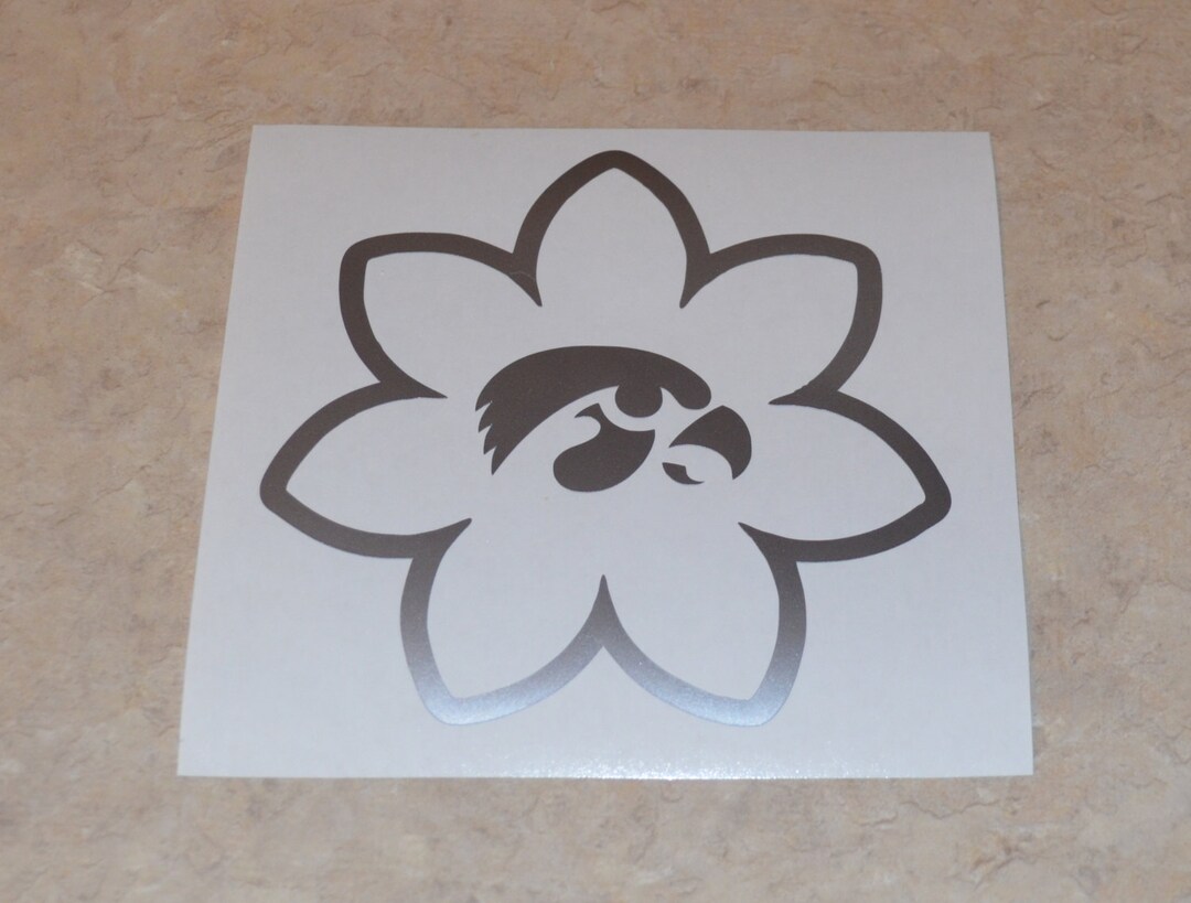 University of Iowa Hawkeye Tigerhawk in Flower Vinyl Decal, Hawkeyes - Etsy