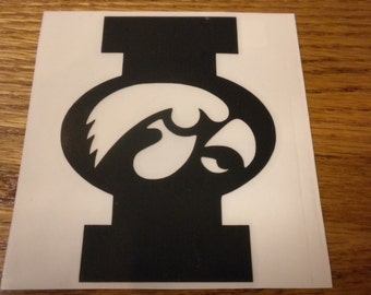 University of Iowa Hawkeye Tigerhawk in Flower Vinyl Decal | Etsy