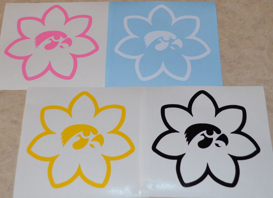 University of Iowa Hawkeye Tigerhawk in Flower Vinyl Decal | Etsy