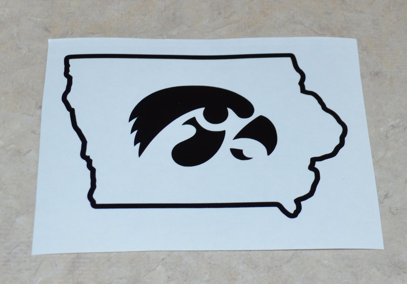 Iowa Hawkeye Vinyl Decal in Shape of State of Iowa University - Etsy