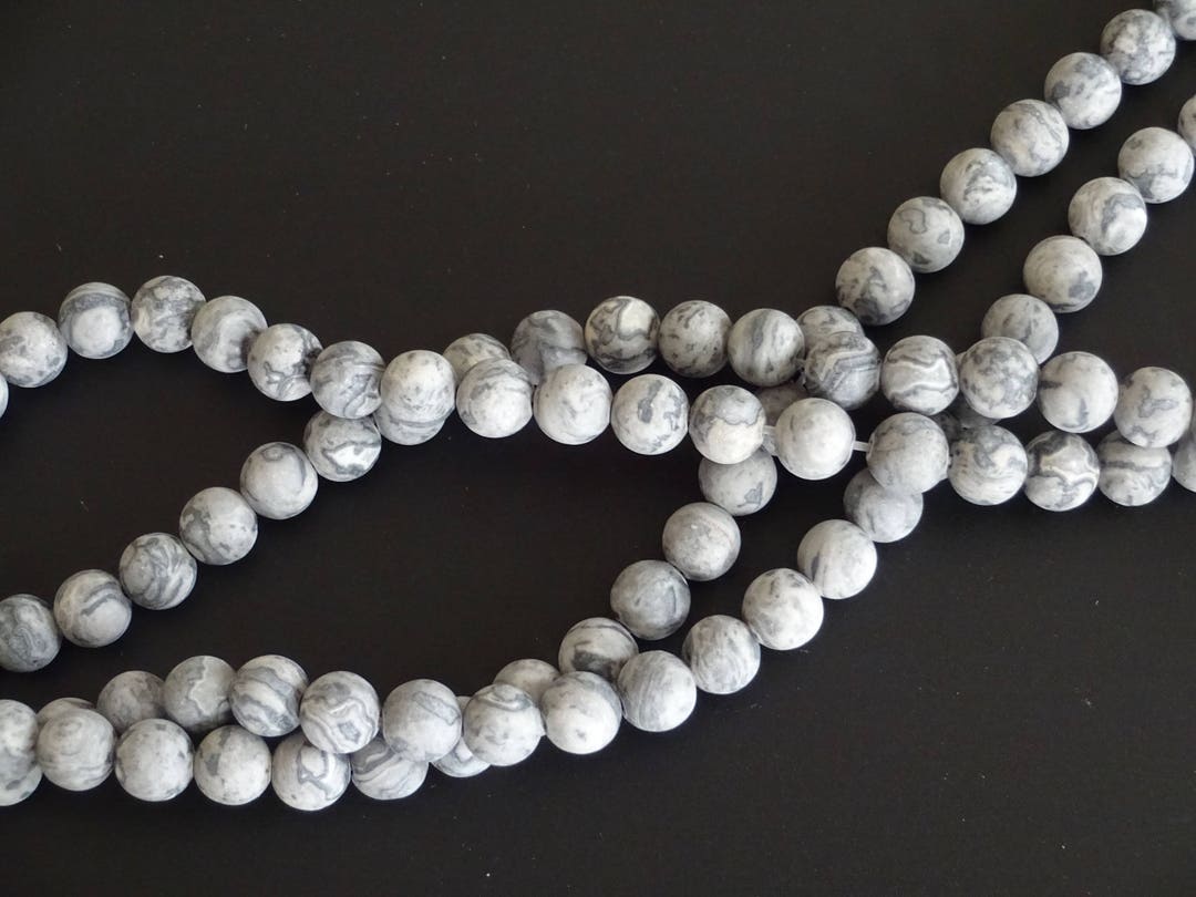 8-8.5mm Natural Frosted Picasso Jasper Ball Beads, Picasso Stone Beads ...