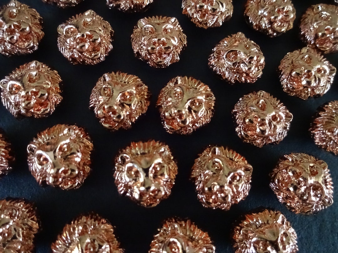 10 PACK 12x13mm Lion Head Metal Beads, Shiny Rose Gold, Drilled Metal ...