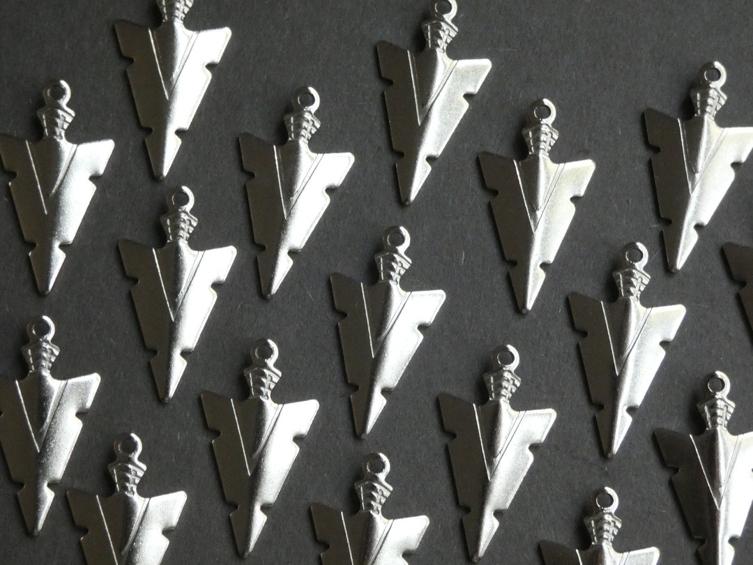 10 PACK of 28.5mm Stainless Steel Arrowhead Pendant, Silver Color ...