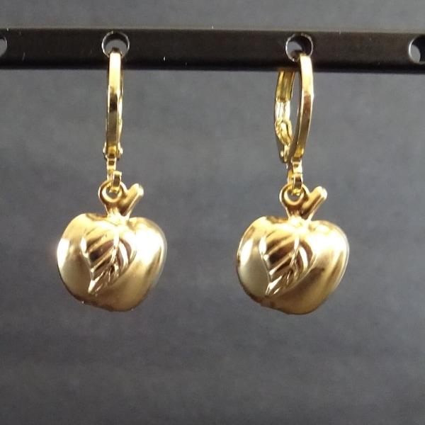 Gold Apple Earrings - Etsy