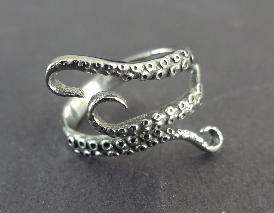Stainless Steel Octopus Ring, Octopus Tentacle Design, Silver Color ...