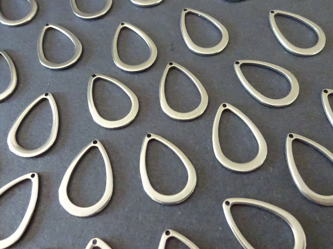 17x11mm Stainless Steel Teardrop Charm, Simplistic Steel Pendants ...