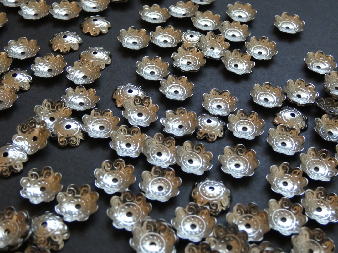 Stainless Steel Bead Caps, 11mm Bead Caps, Floral Desgin, Flower Bead ...