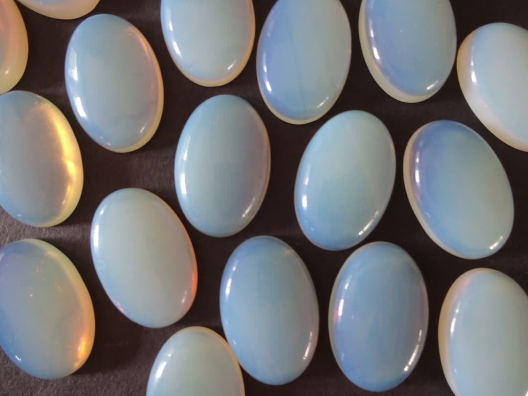 30x20mm Glass Opalite Gemstone Cabochon, Oval Cabochon, Polished ...