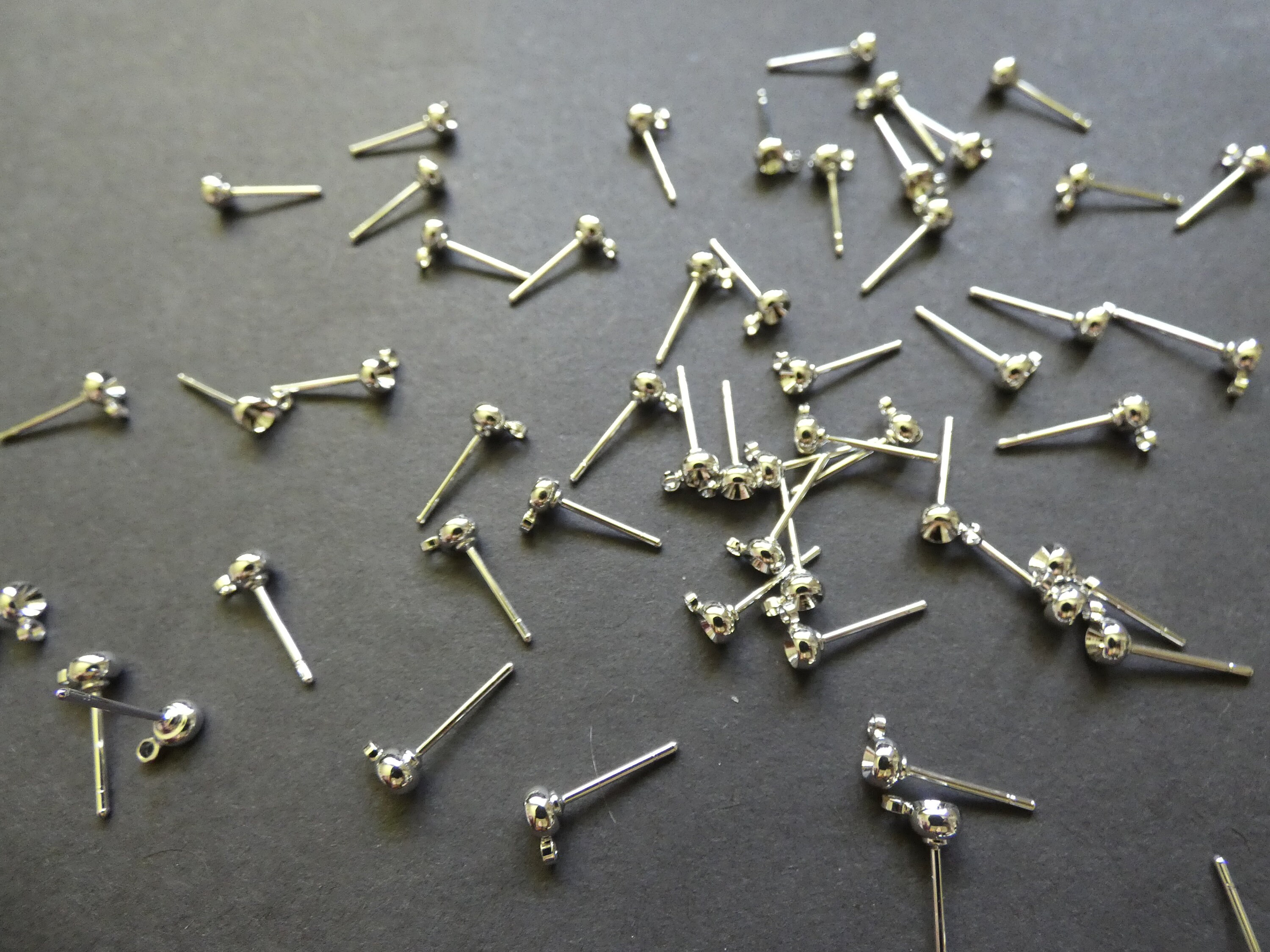 3mm Platinum Plated Brass Rhinestone Earring Settings, With Loops, Fits ...