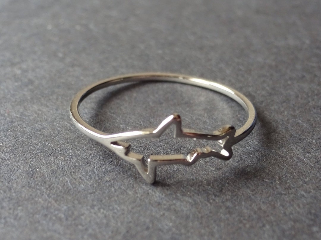 Stainless Steel Silver Shark Ring, Shark Outline Design, Sizes 7-11 ...