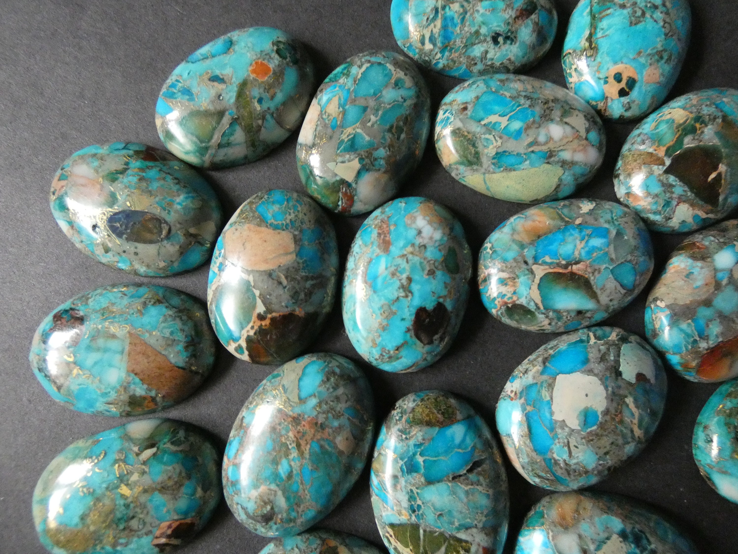 30x22mm Brass Line Regalite, Imperial Jasper & Sea Sediment Jasper Cab ...