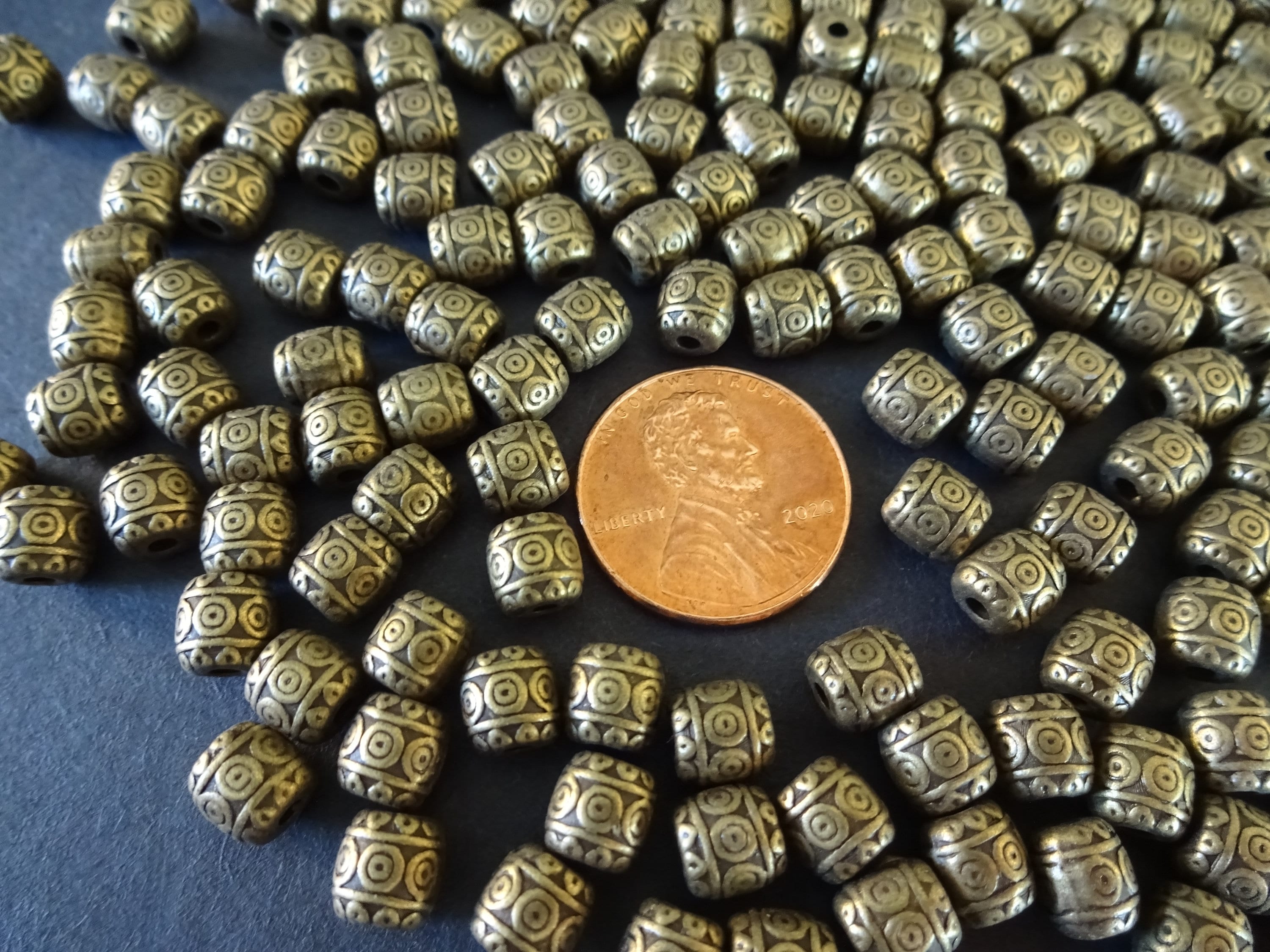 50 Pack of 6mm Barrel Beads, European Style Metal Bead, Metal Barrel ...