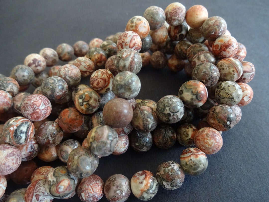 8.5mm Natural Leopard Skin Jasper Ball Bead Strand, 15.5 Inch Strand of ...