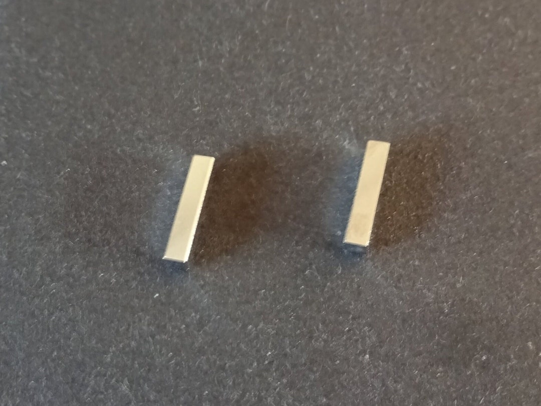 Stainless Steel Silver Stud Climber Earrings, Hypoallergenic, Rectangle ...