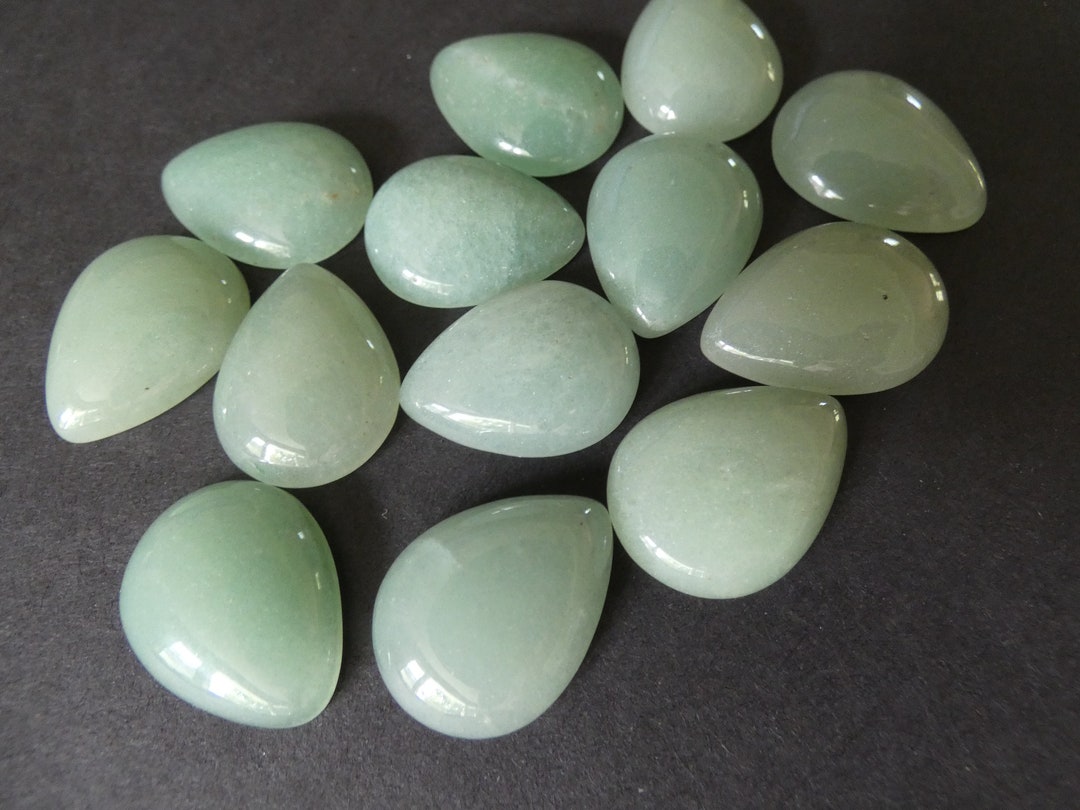 20mm Natural Teardrop Green Aventurine Gemstone Cabochon, Polished Gem ...