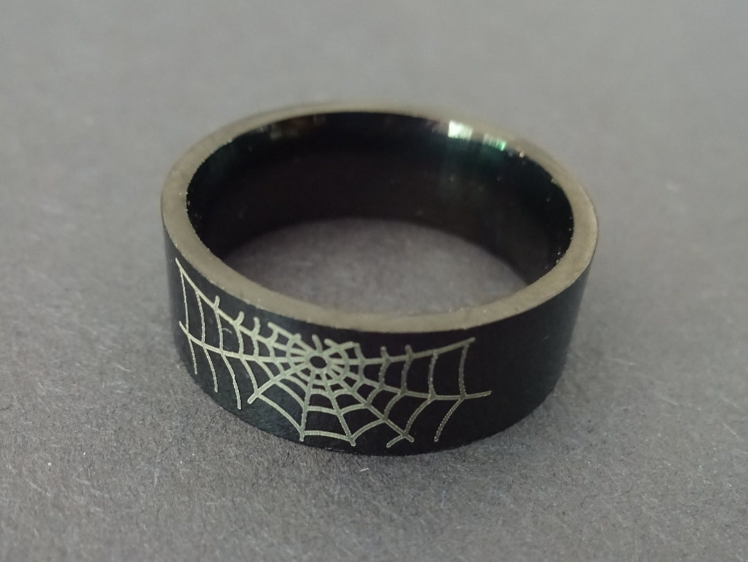 Stainless Steel Black Spider Web Ring, Spider Ring, Sizes 7-13 ...
