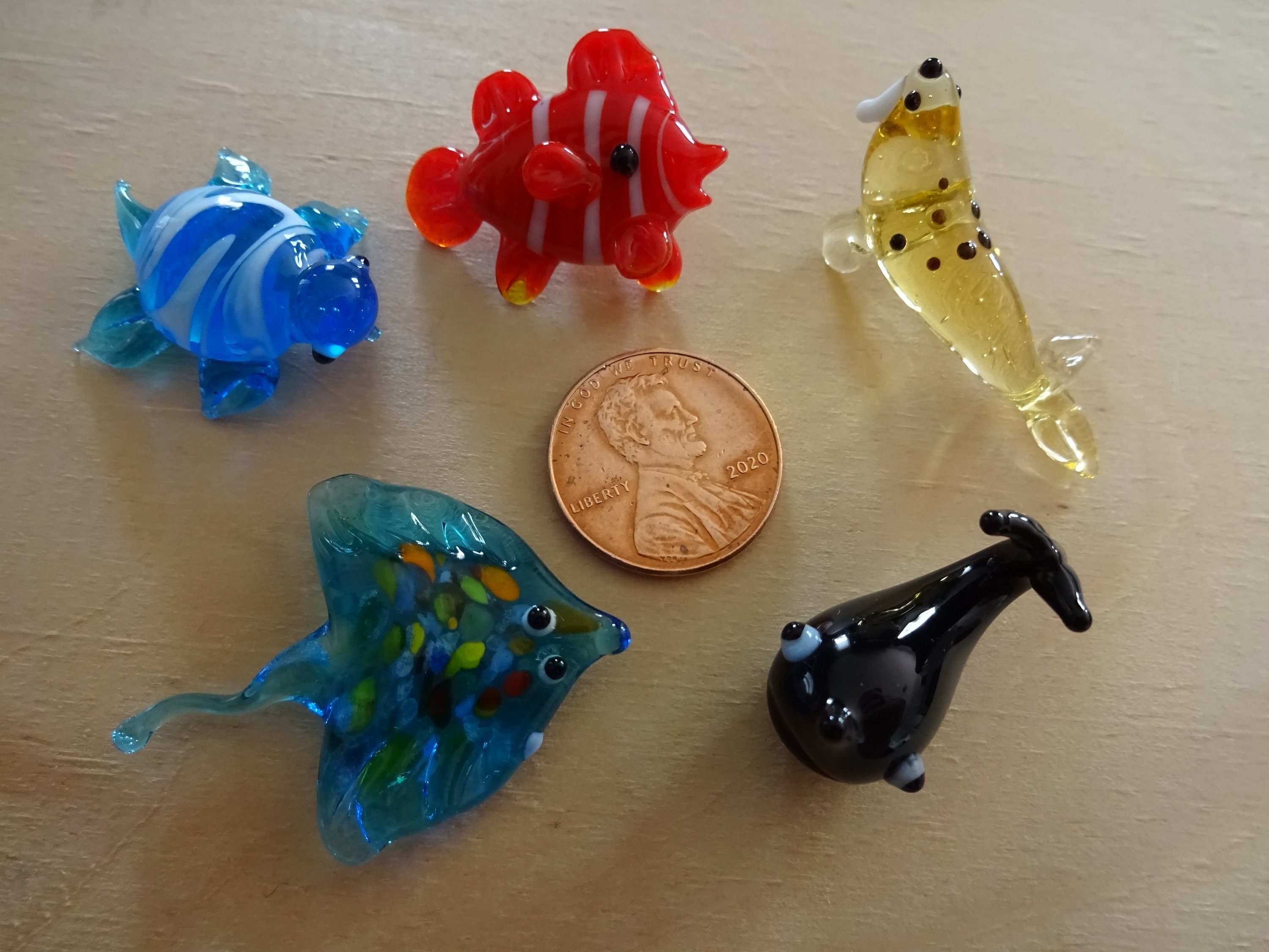 Glass Animal Set, 23-37mm Mini Lampwork Glass Marine Animals, Collect ...