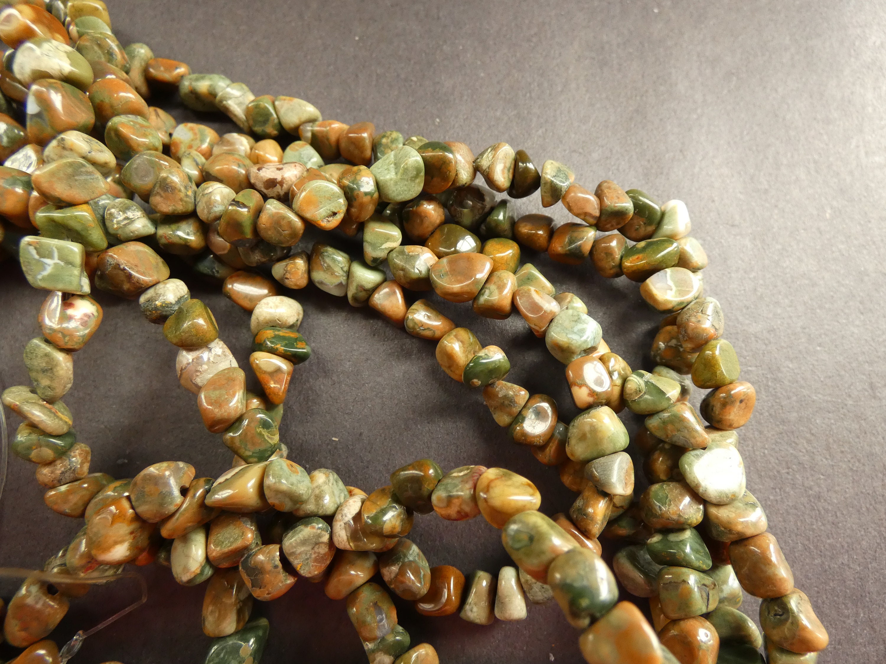 15.5 Inch 3-5mm Natural Rhyolite Bead Strand, About 82 Beads, Green and ...
