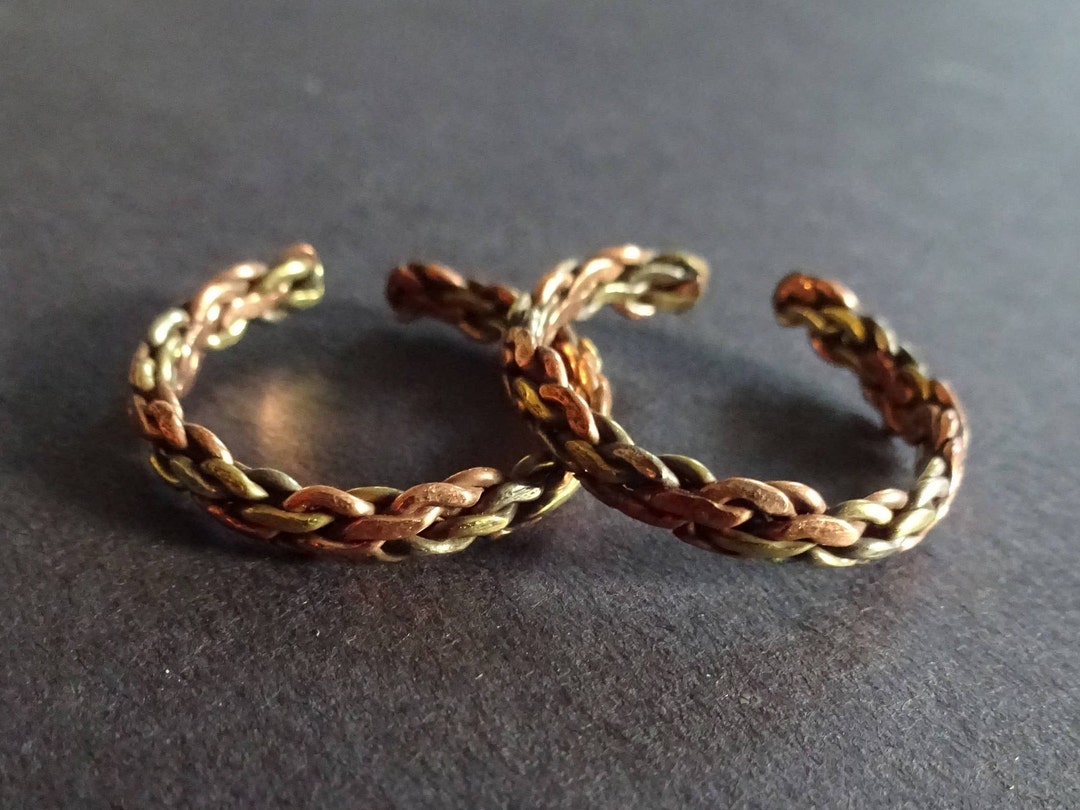 Chain Link Ring, Copper and Brass, Adjustable Ring, Two Tone Ring ...