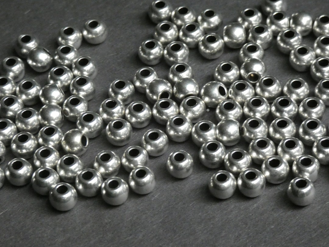 50 Pack 6x5mm Barrel Metal Bead, Circular Metal Bead, Metal Ball Bead ...