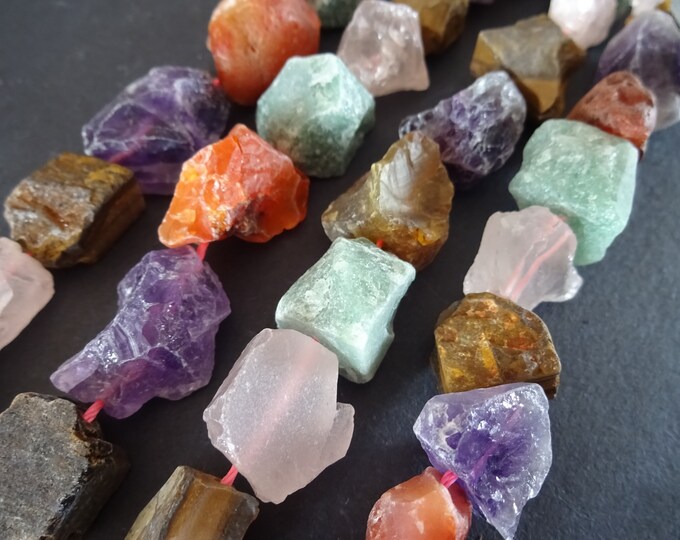 25 Natural Raw Gemstone Beads, 16 Inch Strand, 5-21mm, Extra Large ...