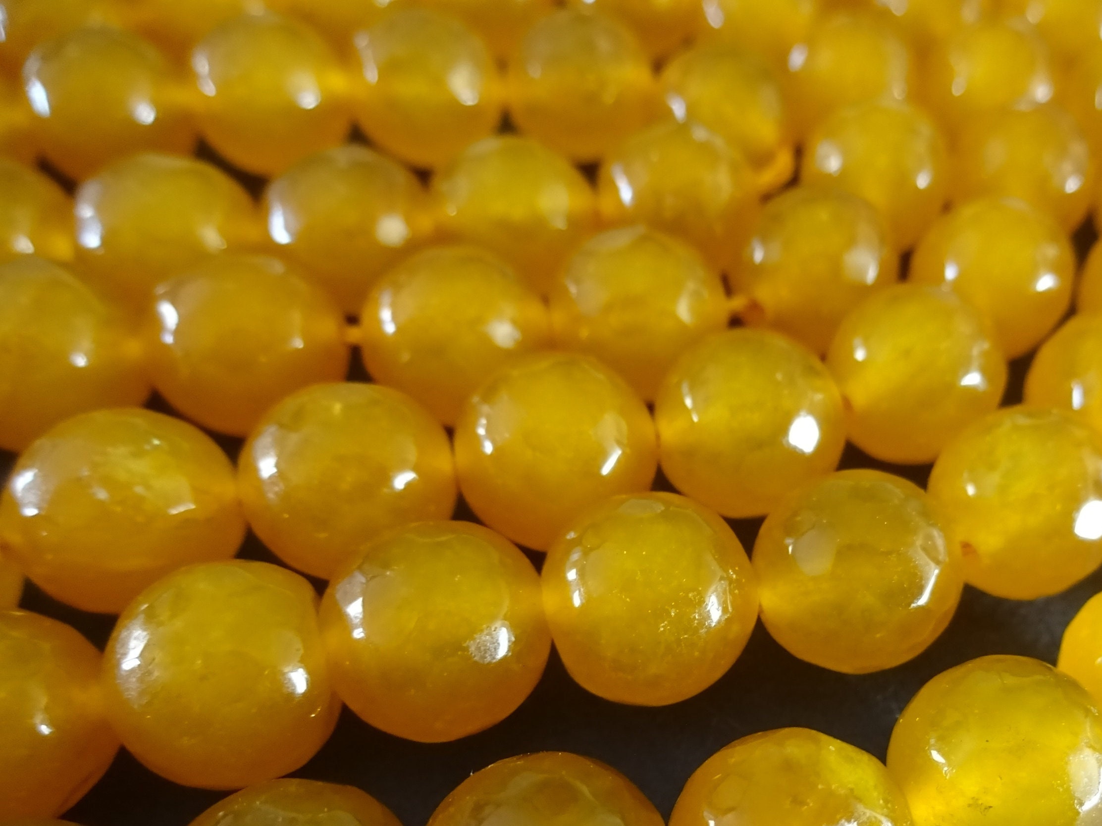 14.5 Inch 10mm Yellow Natural Malaysia Jade Bead Strand, Dyed, About 37 ...