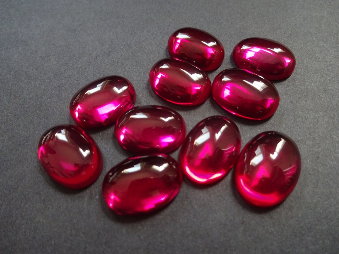 18x13mm Red Dyed Glass Corundum Cabochon, Oval Cabochon, Translucent ...