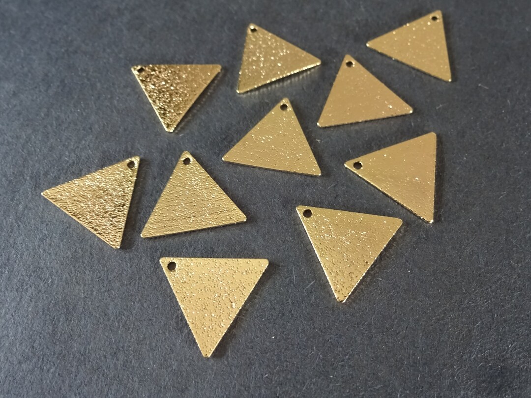 10 PACK 15mm Gold Plated Brass Triangle Charms, Triangle Charms, Gold ...