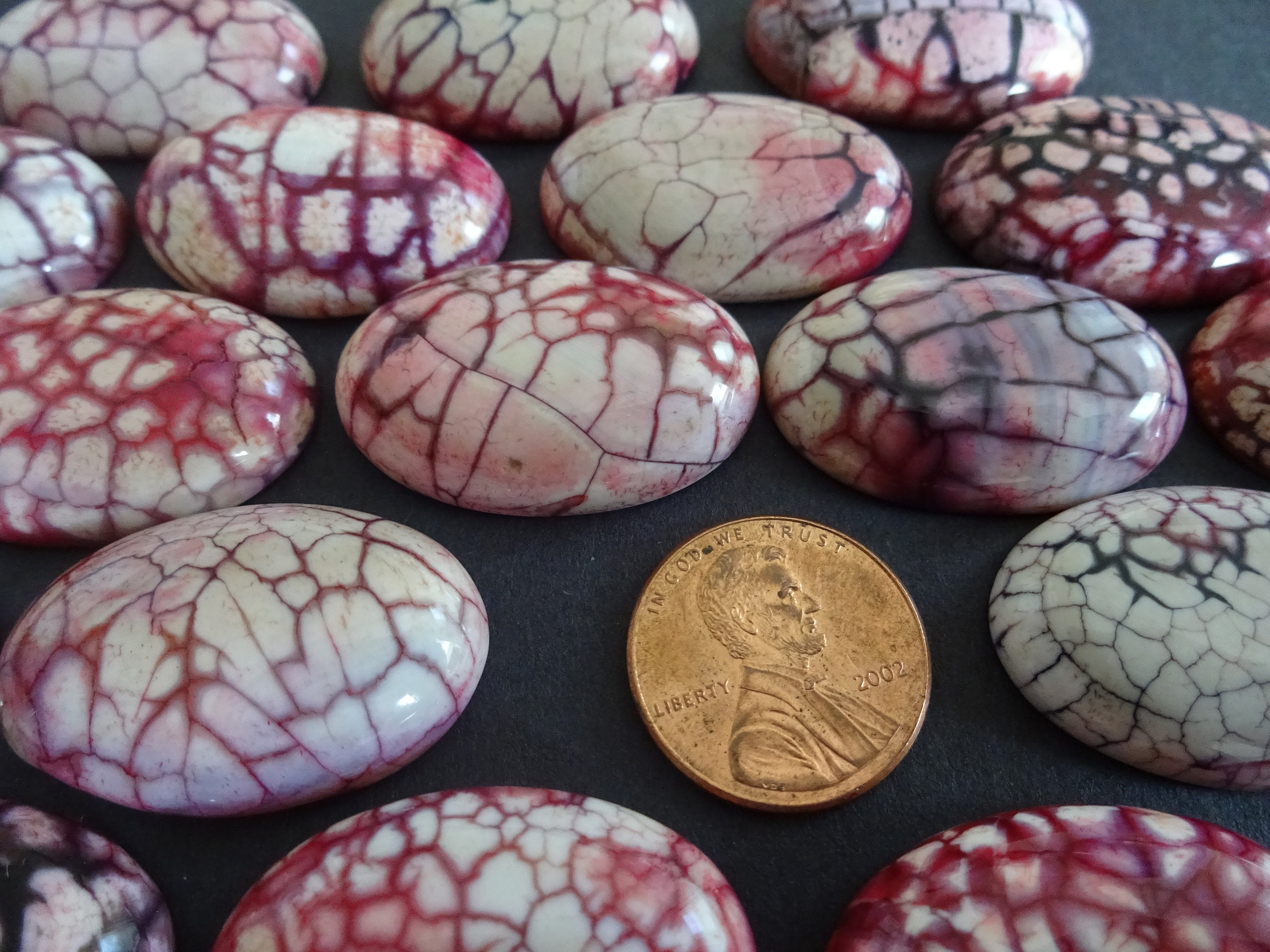 30x20x7mm Plum Natural Fire Agate Gemstone Cabochon, Dyed, Oval ...