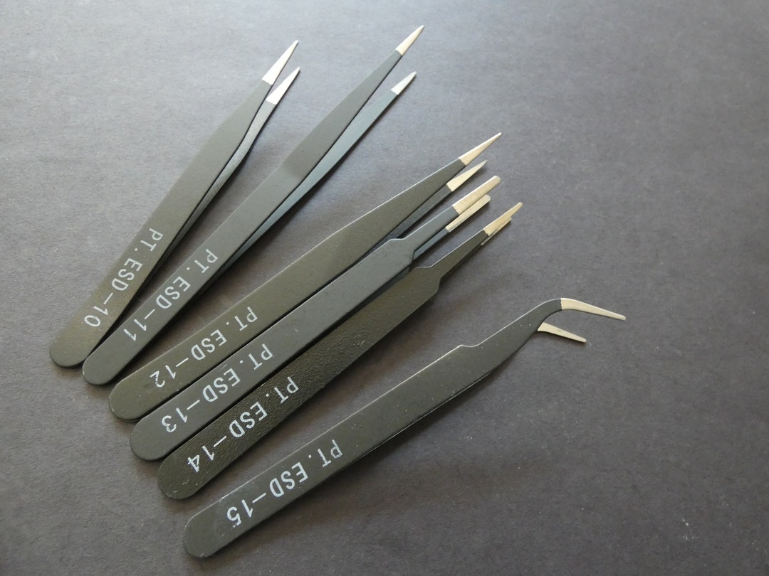 6 Piece Iron Beading Tweezer Set, Mixed Size Metal Tweezers, Black, DIY ...
