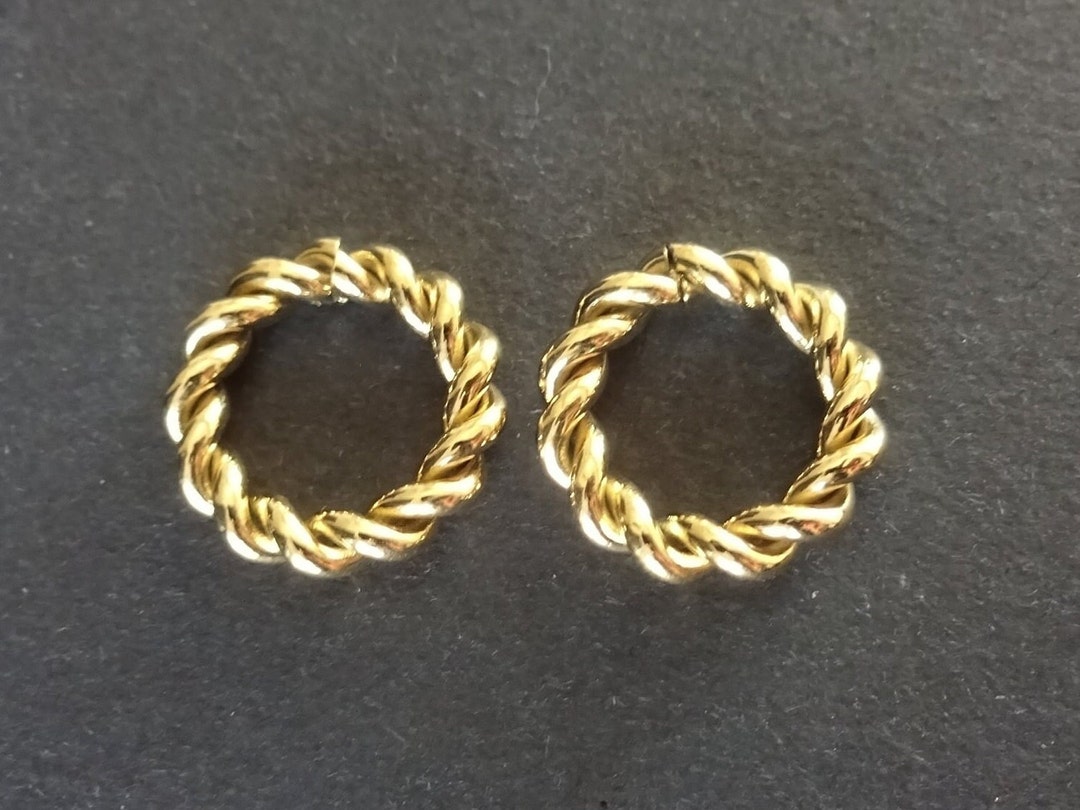 14K Gold Plated Stainless Steel Rope Stud Earrings, Hypoallergenic ...