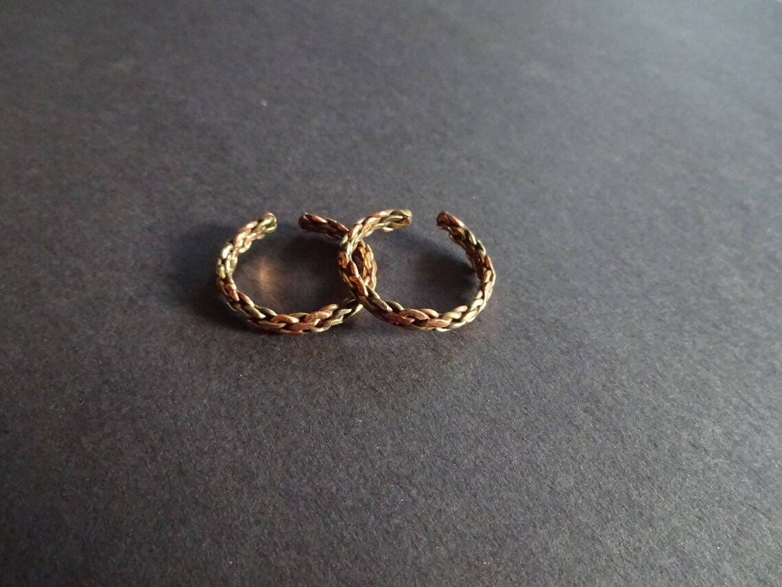 Chain Link Ring, Copper and Brass, Adjustable Ring, Two Tone Ring ...