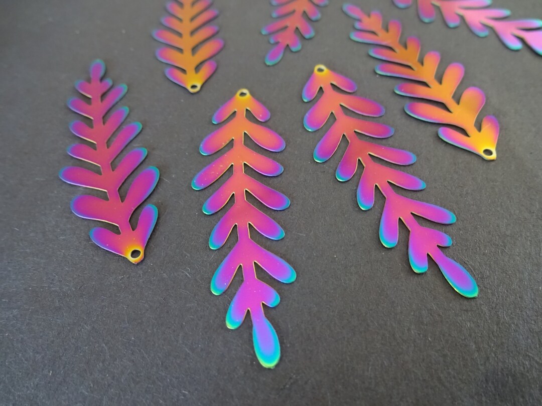 5 PACK 51mm 201 Stainless Steel Leaf Pendant Multi Color - Etsy