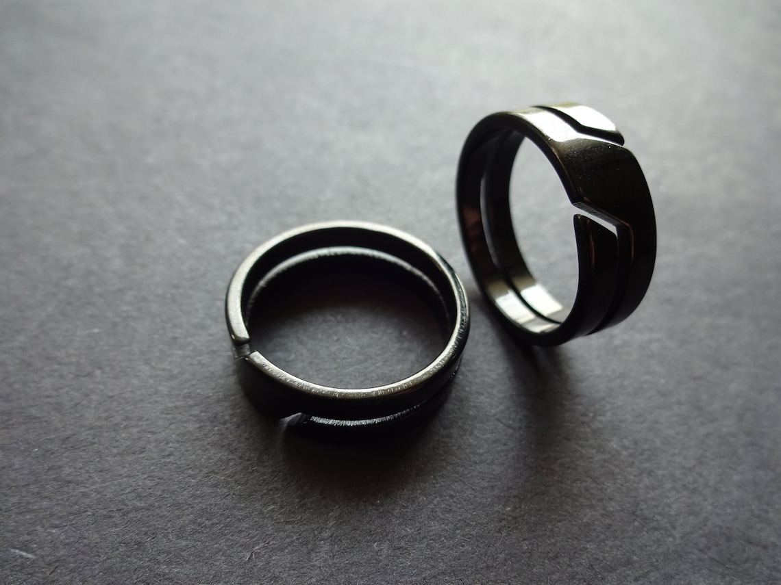 Modern Black Stainless Steel Ring Geometric Style Size 7-11 - Etsy